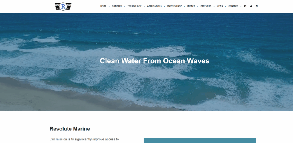 Resolute Marine - Clean Water from Ocean Waves